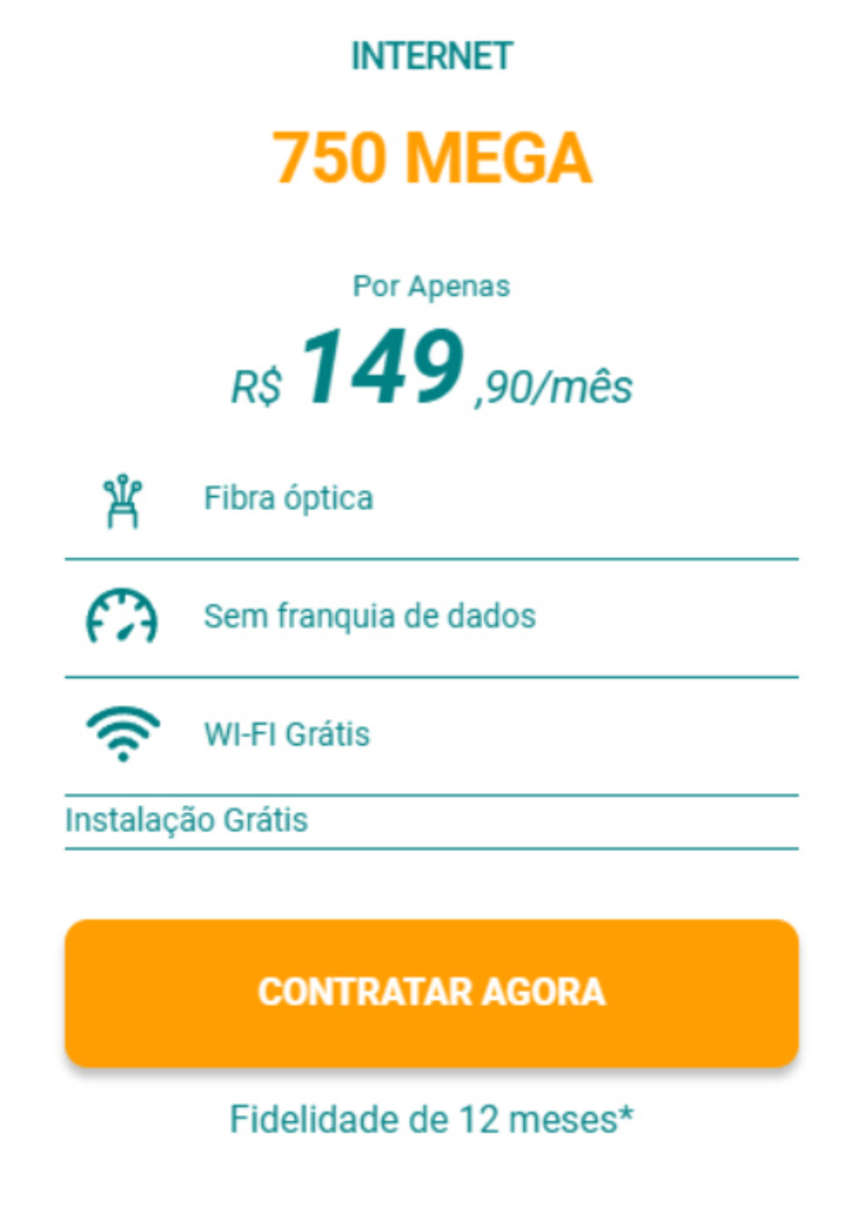 Plano 750 mega + Wifi Top | Melego